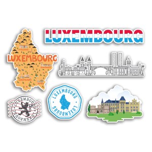A5 Sticker Sheet Luxembourg Landmarks Vinyl Stickers Country Map ...