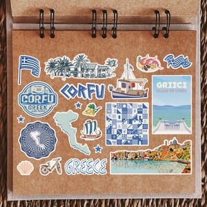 A5 Sticker Sheet Corfu Landmarks Vinyl Stickers - Greece Greek Beach ...