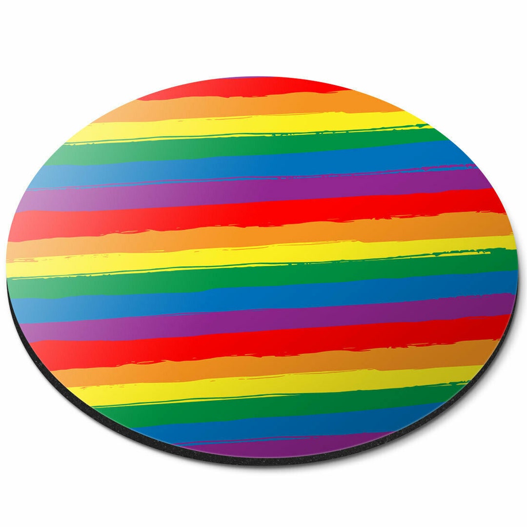 1 X LGBTQ Rainbow Round Mouse Mat Heart Gay Pride Desk Accessories ...