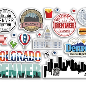 A5 Sticker Sheet Denver Landmarks Vinyl Stickers Colorado USA America ...