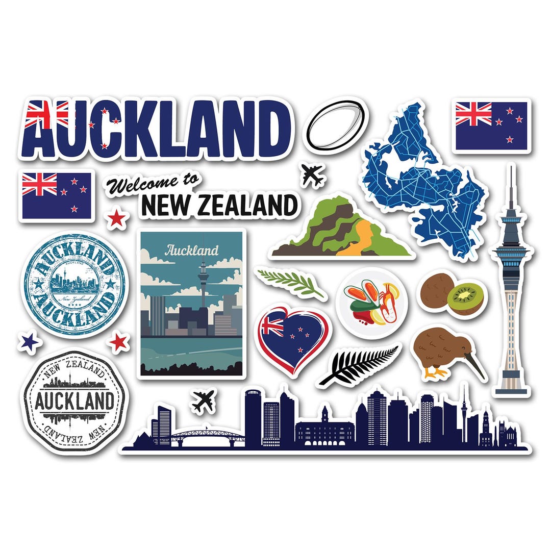 A5 Sticker Sheet Auckland Landmarks Vinyl Stickers - New Zealand Map ...