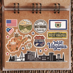 A5 Sticker Sheet West Virginia Landmarks Vinyl Stickers USA America ...