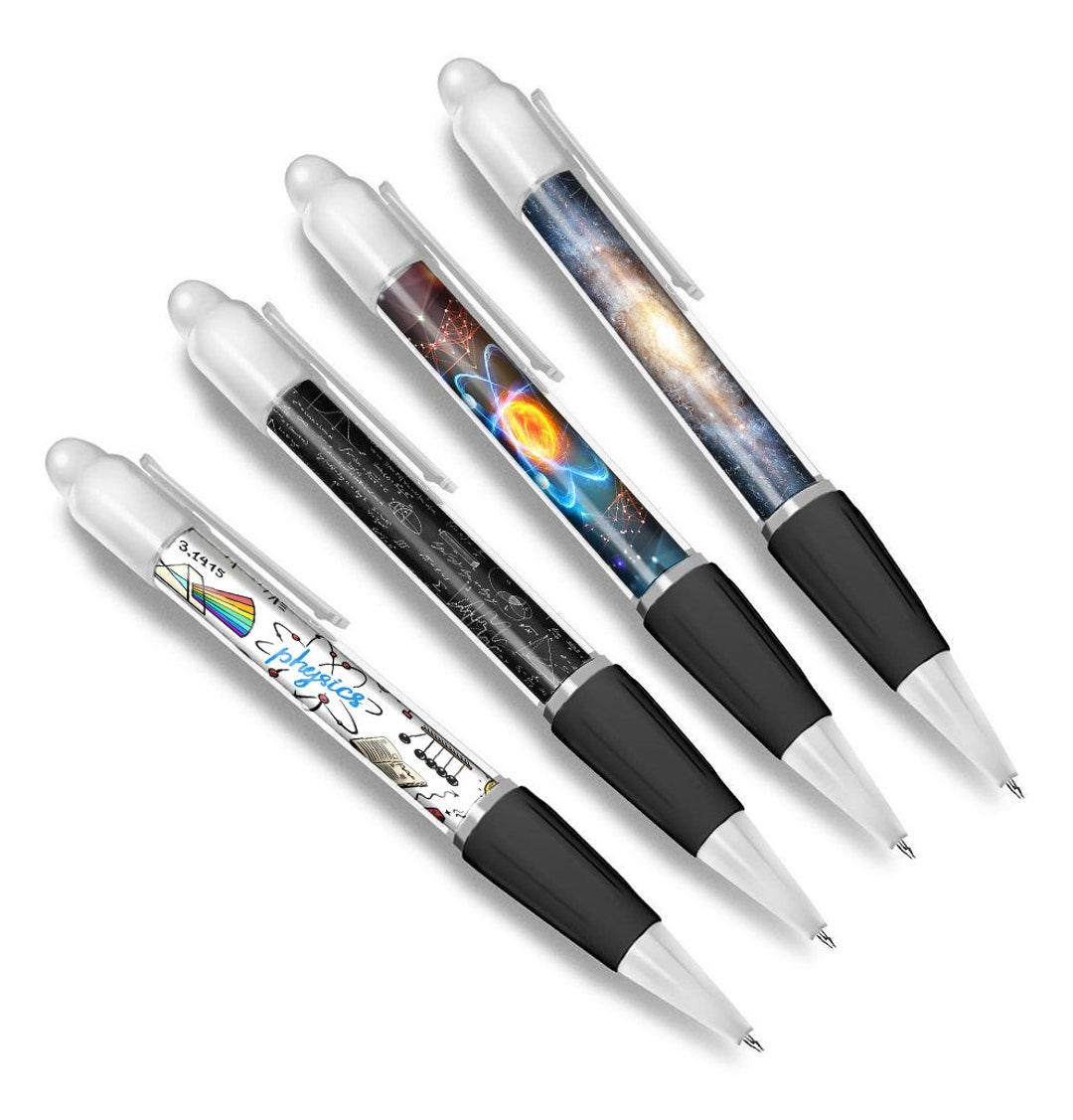 Set of 4 Physics White Ballpoint Pens Science Space Universe Maths ...