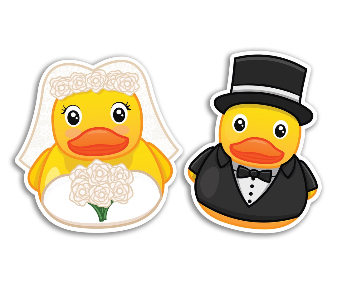 2 X 10cm Bride & Groom Ducks Vinyl Stickers Mr Mrs Wedding Marriage ...