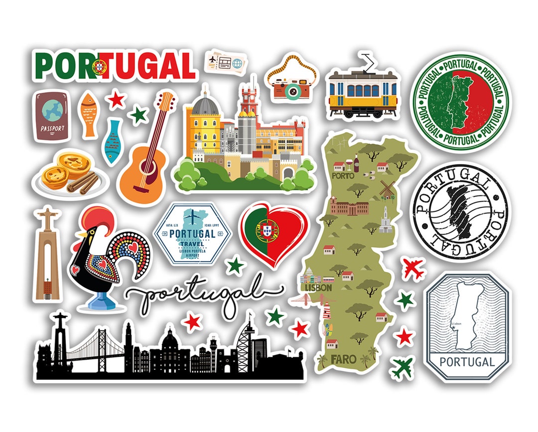 A5 Sticker Sheet Portugal Landmarks Vinyl Stickers - Portuguese Map ...
