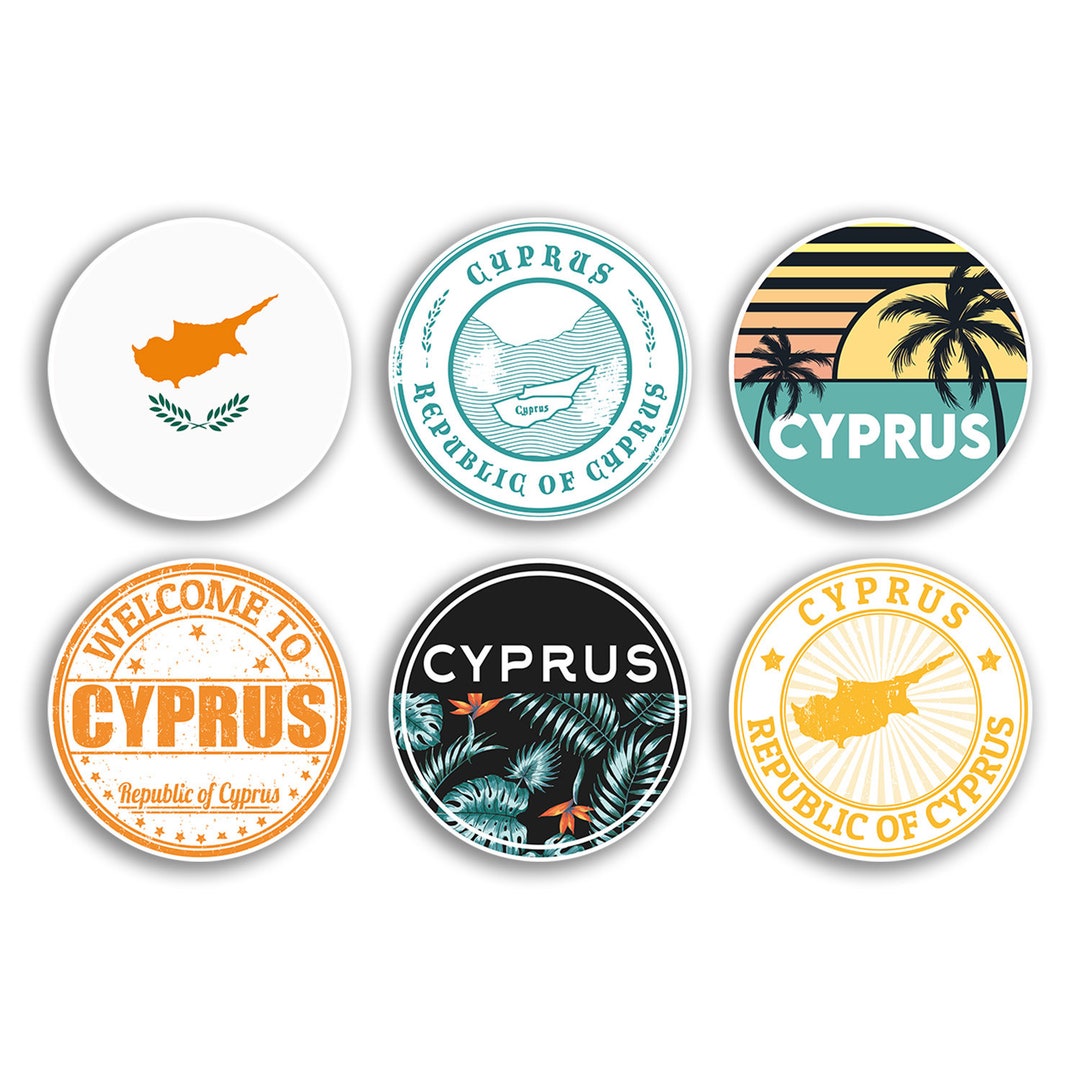 6 X 10cm Cyprus Vinyl Stickers - Cypriot Yellow Country City Travel Map ...