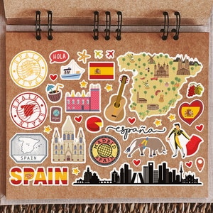 A5 Sticker Sheet Spain Landmarks Vinyl Stickers - Espana Spanish Map ...