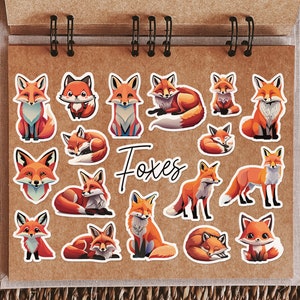 A5 Sticker Sheet Foxes Vinyl Stickers - Vixen Fox Pets Kawaii Animals ...