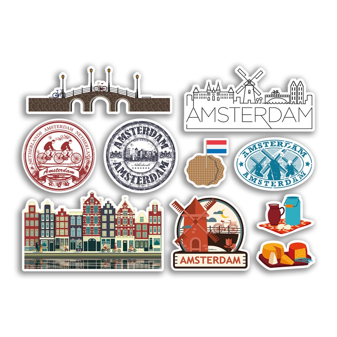 A5 Sticker Sheet Amsterdam Landmarks Vinyl Stickers - Netherlands ...