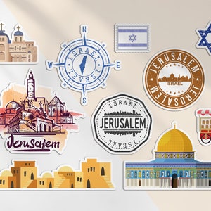 A5 Sticker Sheet Jerusalem Landmarks Vinyl Stickers - Israel Star ...