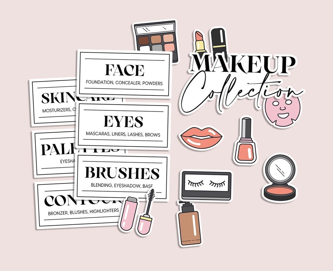 16 Modern Makeup Vinyl Stickers Organisation Girls Skincare Products ...