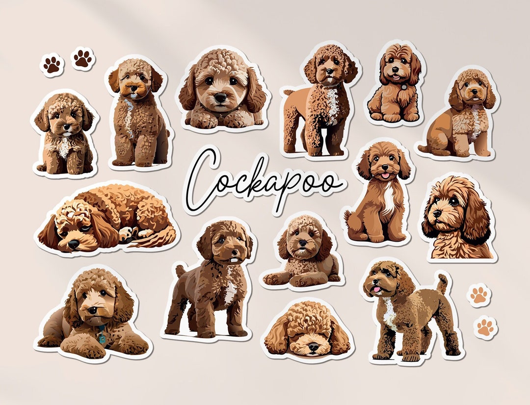 A5 Sticker Sheet Cockapoo Vinyl Stickers Golden Dog Puppy Cavapoo Pets ...