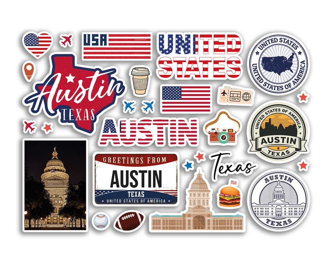 A5 Sticker Sheet Austin Landmarks Vinyl Stickers - Texas America USA ...