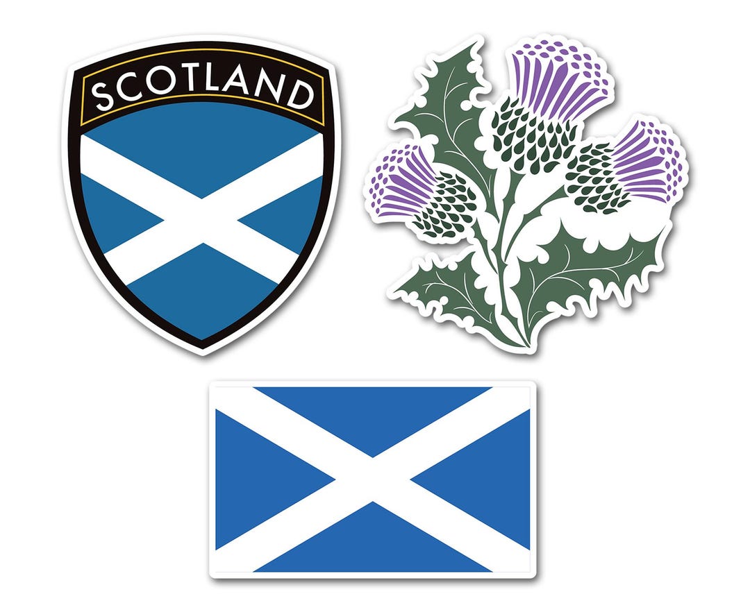 3 X 10cm Scotland Vinyl Stickers - Scottish Thistle Flag Shield UK GB ...