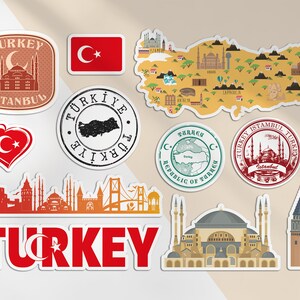A5 Sticker Sheet Turkey Landmarks Vinyl Stickers Turkish Map Airport ...