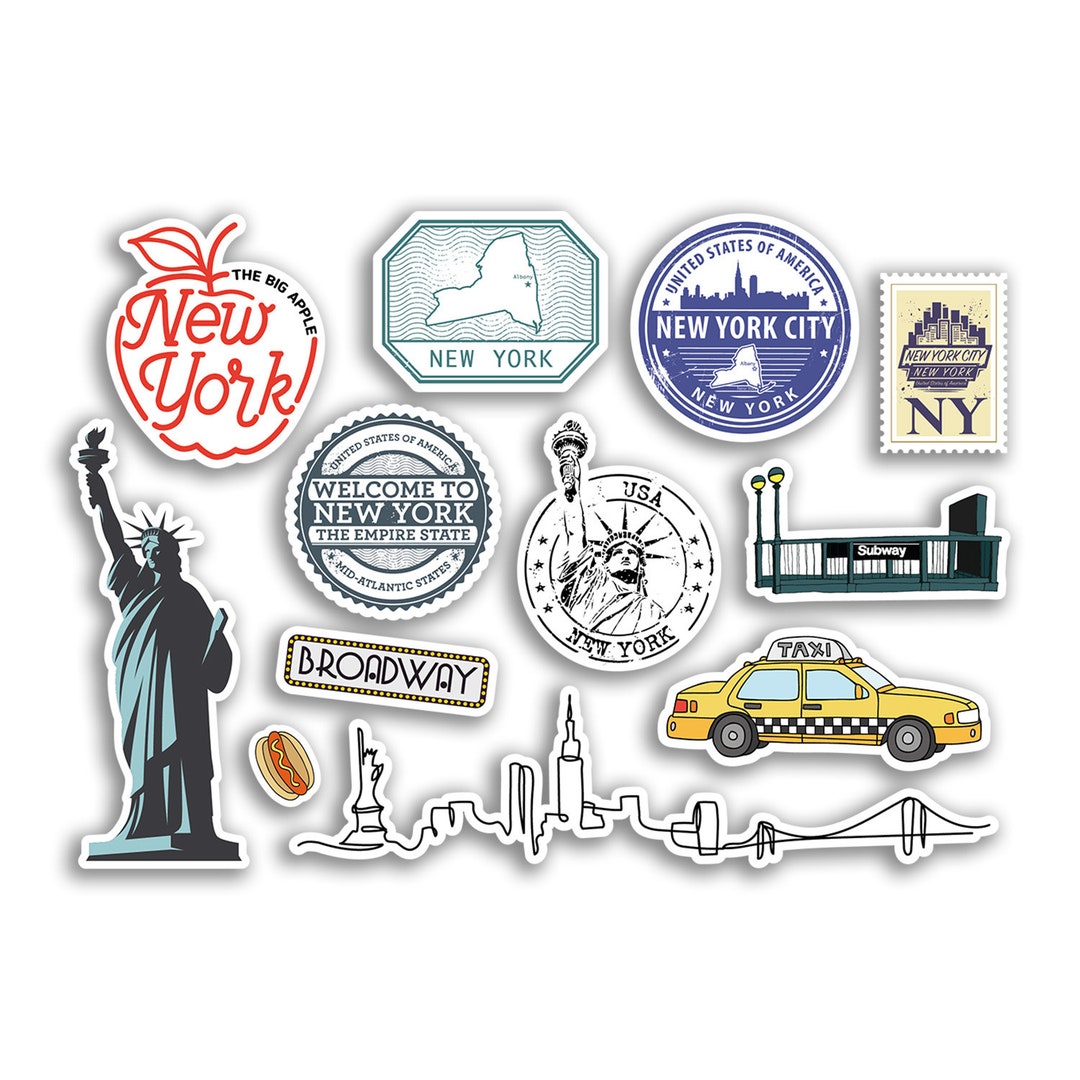 A5 Sticker Sheet New York Landmarks Vinyl Stickers - NYC America City ...
