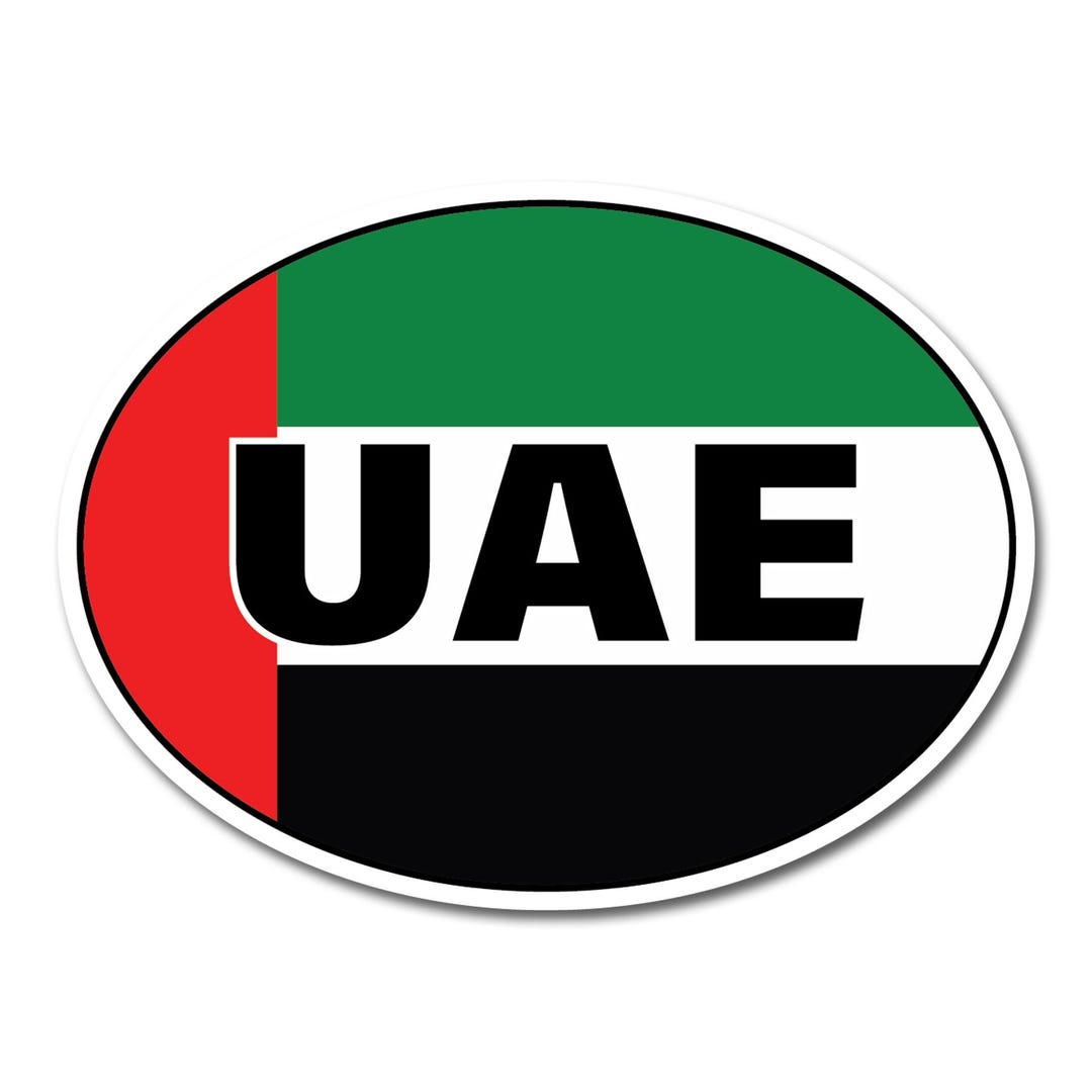 2 X 10cm UAE Oval Flag Vinyl Stickers United Arab Emirates Travel ...