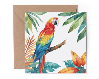 Parrot Birthday Card, Happy Birthday Party Hat, Macaw Bird Gift ...