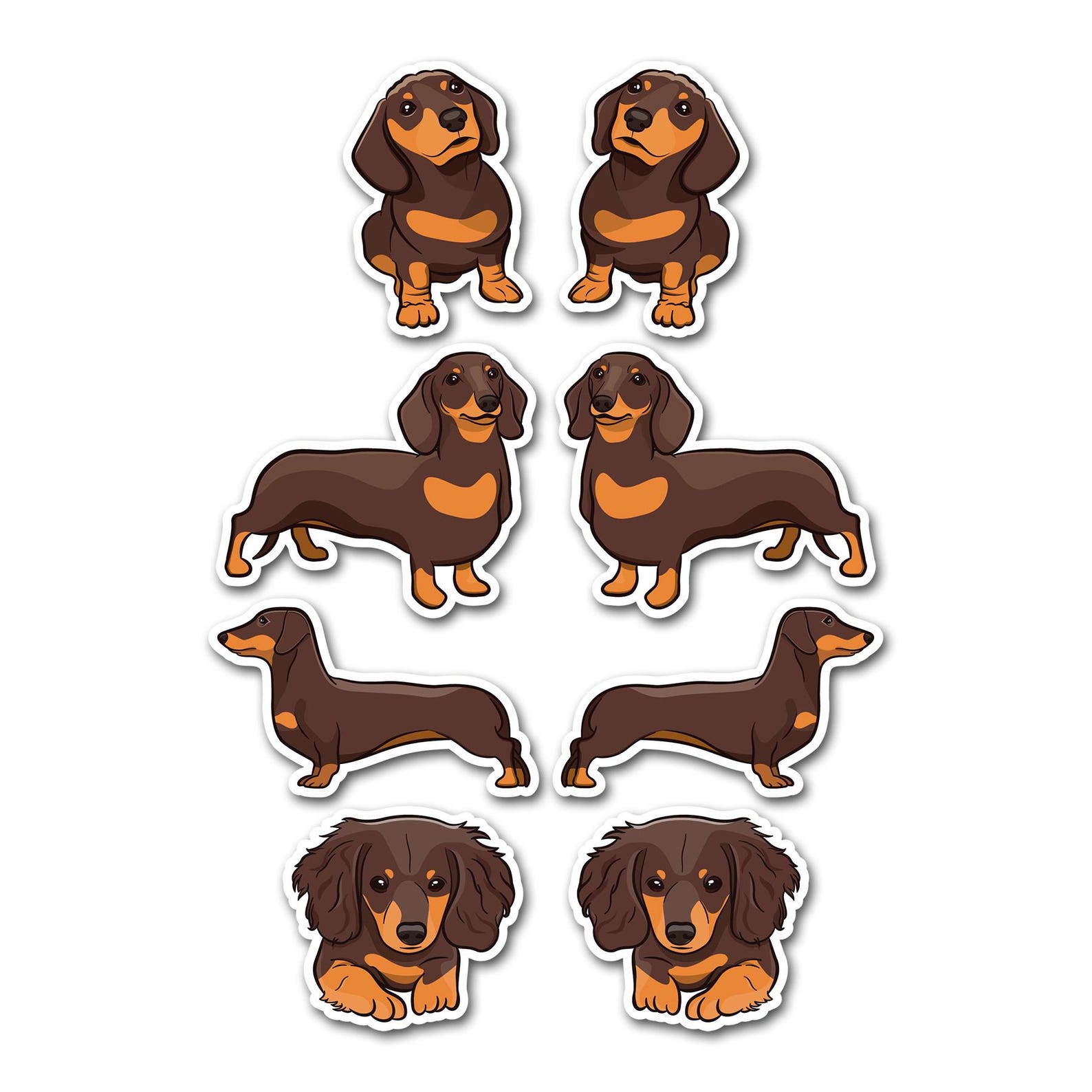 A5 Sticker Sheet Chocolate Tan Dachshund Vinyl Stickers - Sausage Dog ...