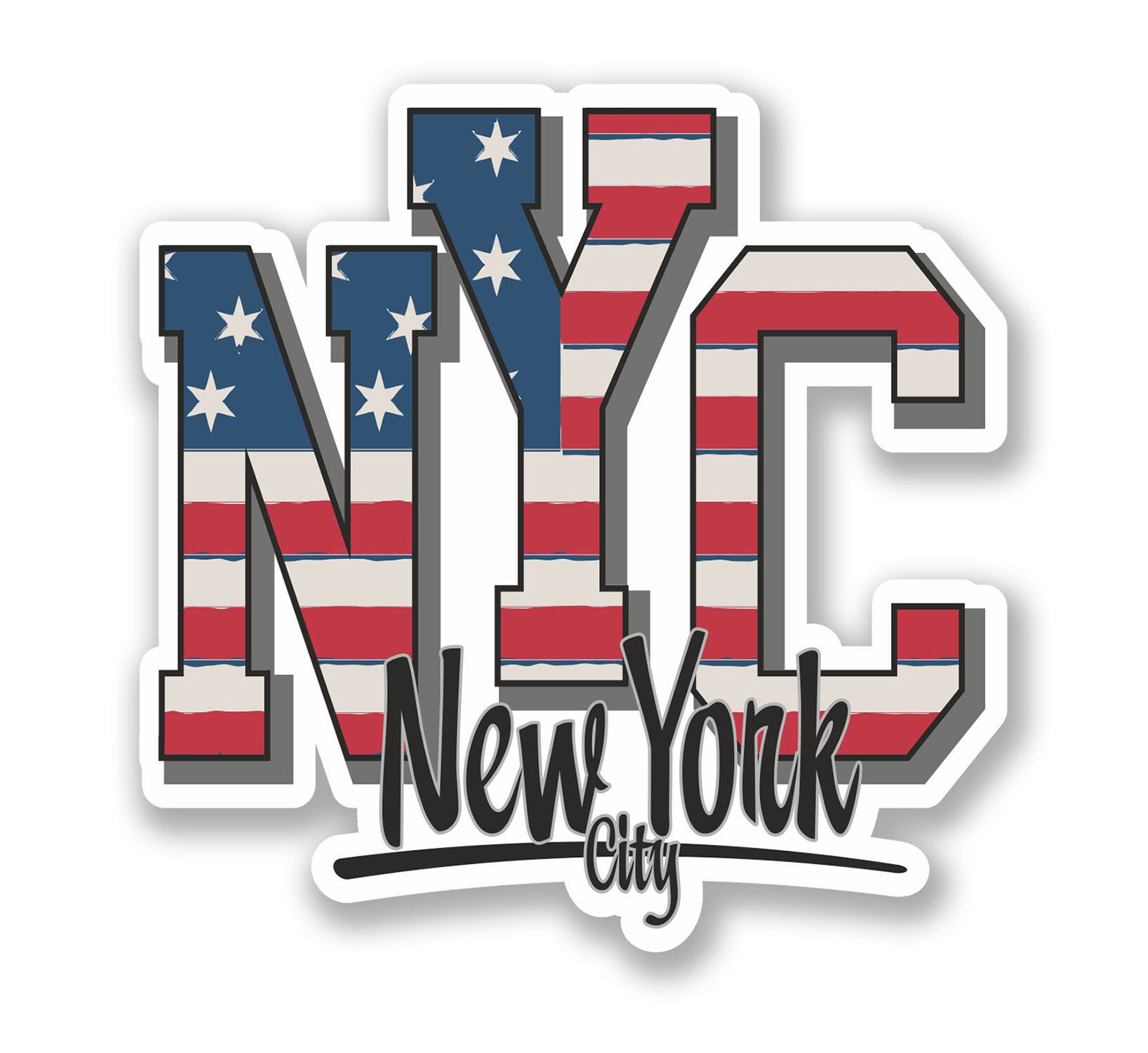 2 X 10cm New York City Vinyl Stickers - NYC Flag Map America USA United ...