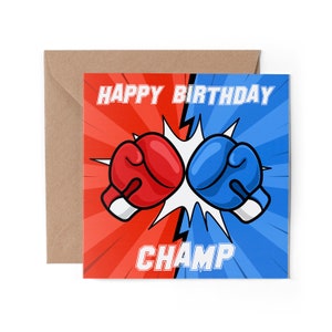 1 X Greeting Card - Happy Birthday Boxing Champ Gloves Champion Boys ...