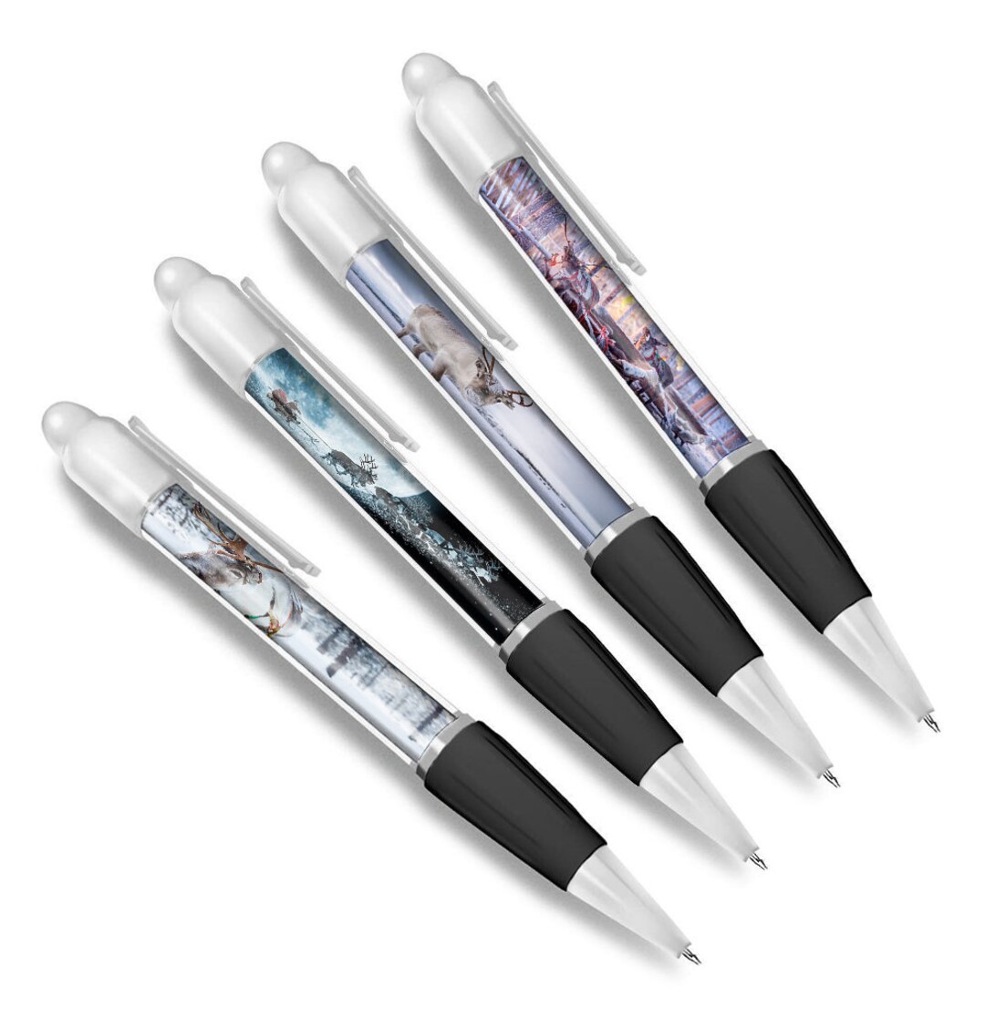 Set of 4 Reindeer White Ballpoint Pens Christmas Animal Nature Wildlife ...
