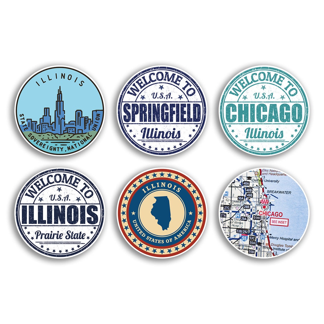 6 X 10cm Illinois Vinyl Stickers Chicago US USA State America Travel ...