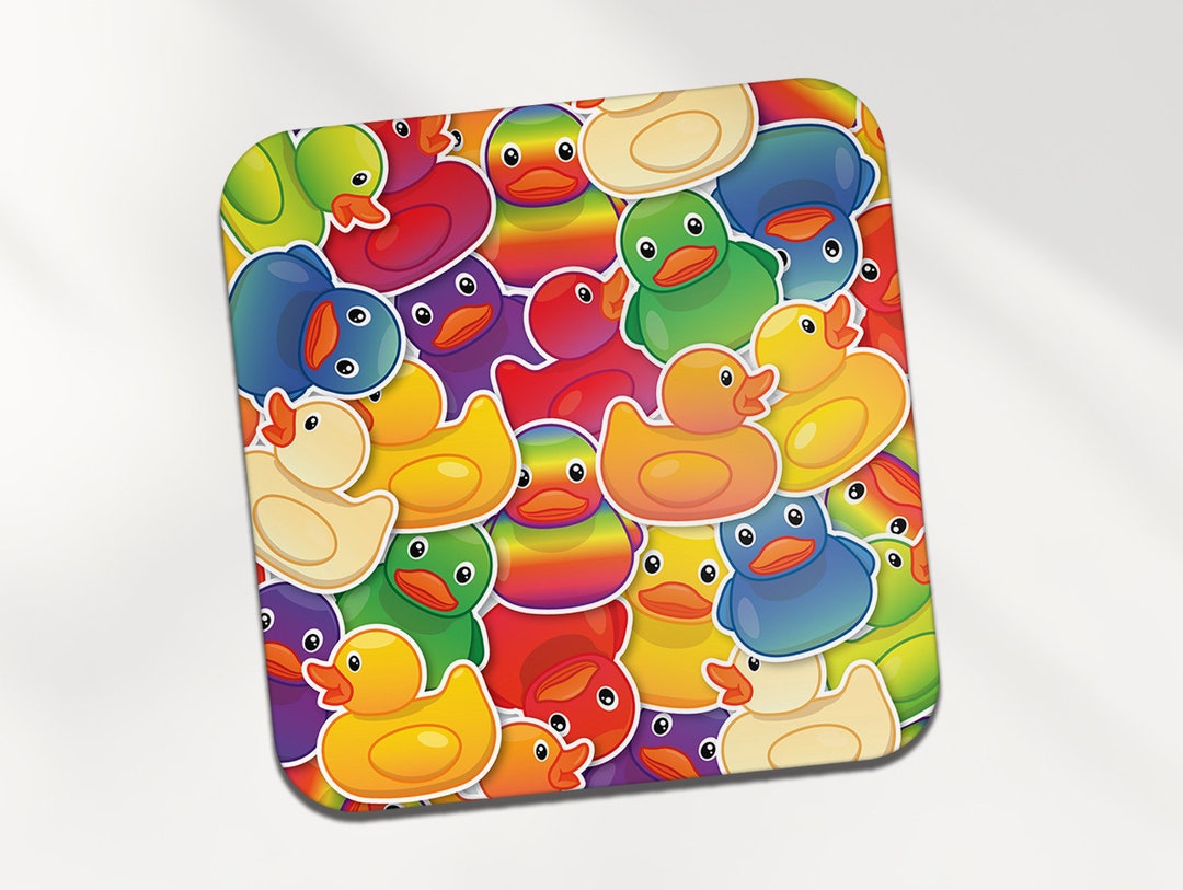 Rubber Ducks Square Coaster Colourful Pattern Toys Kids Bath Duckies ...