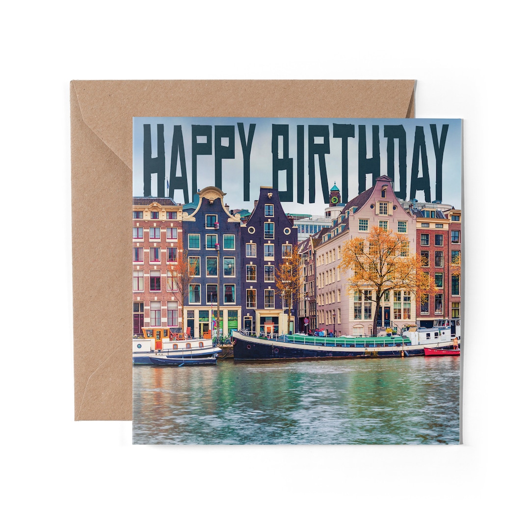 1 X Greeting Card - Happy Birthday Netherlands Amsterdam Travel Funny ...