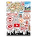 A4 Sticker Sheet Switzerland Landmarks Vinyl Stickers Swiss City Map ...