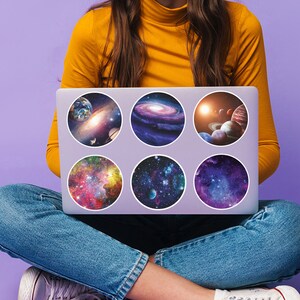 6 X 10cm Space Vinyl Stickers - Galaxy Solar System Stars Moon Earth ...