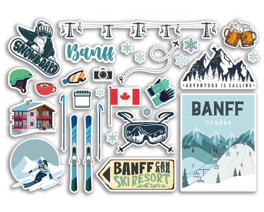 A5 Sticker Sheet Banff Vinyl Stickers Canada Ski Resort Mountains ...