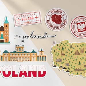 A5 Sticker Sheet Poland Landmarks Vinyl Stickers - Polish Country Map ...