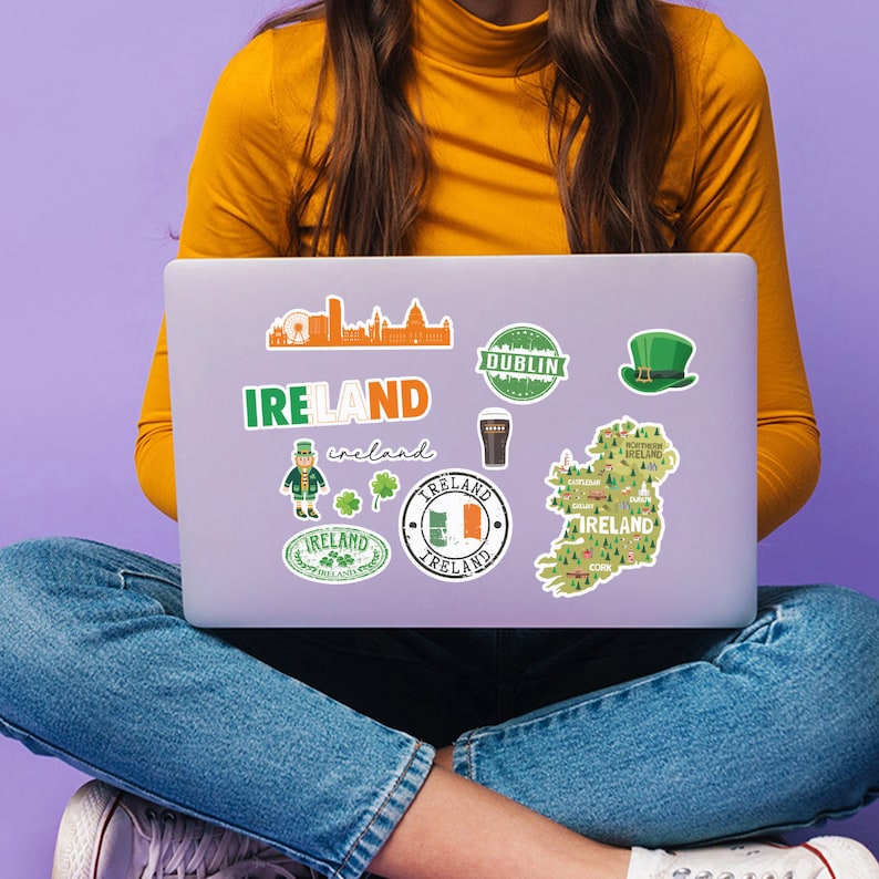A5 Sticker Sheet Ireland Landmarks Vinyl Stickers - Irish Green Map ...