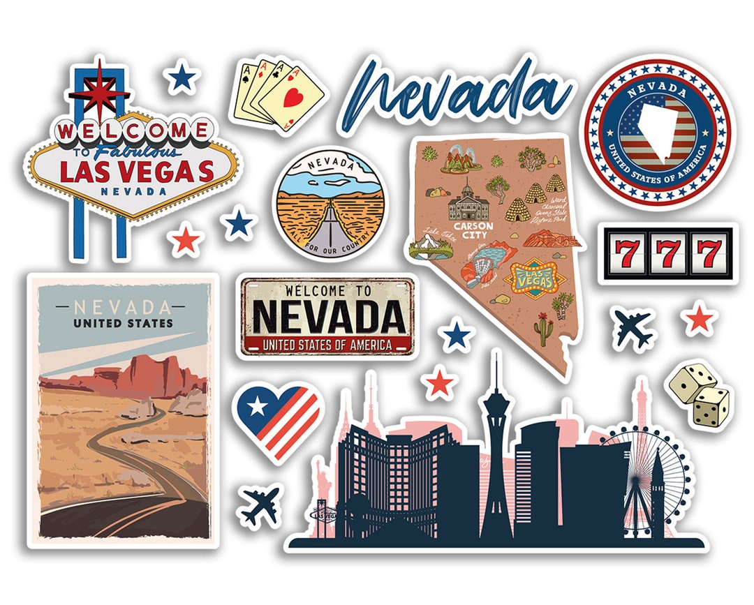 A5 Sticker Sheet Nevada Landmarks Vinyl Stickers - USA America Vegas ...