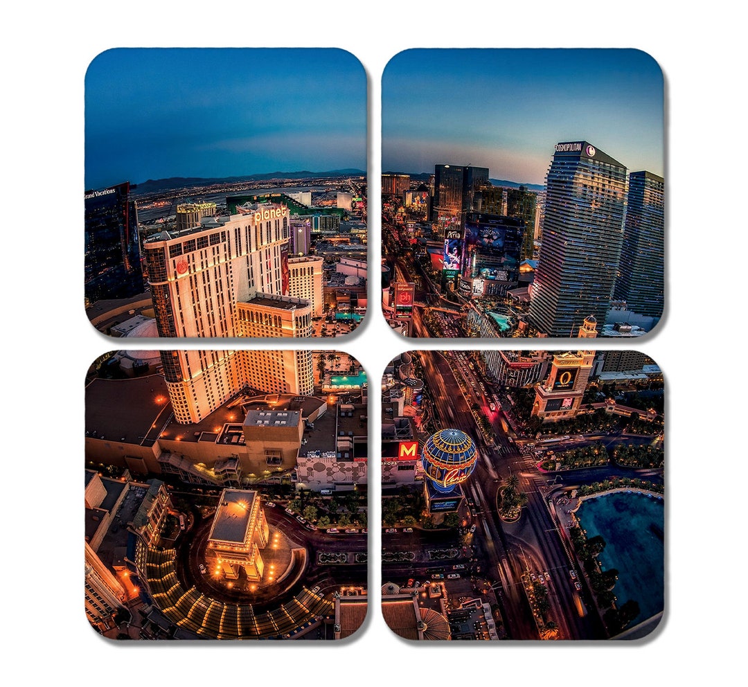 4 X Square Las Vegas Strip Coasters Jigsaw USA Travel Casino Matching ...