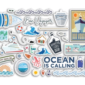 A5 Sticker Sheet Cruise Holiday Vinyl Stickers - Ocean Boat Ship Beach ...