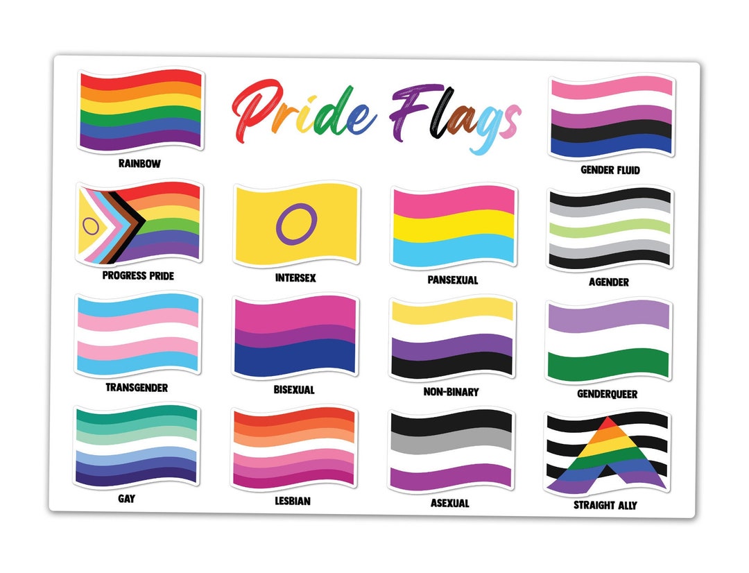 A4 Sticker Sheet Pride Flags Vinyl Stickers Sexual Gender Identify Gay ...