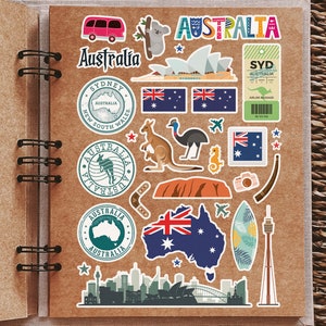 A4 Sticker Sheet Australia Landmarks Vinyl Stickers Sydney City Map ...