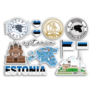 A5 Sticker Sheet Estonia Landmarks Vinyl Stickers - Estonian Map ...