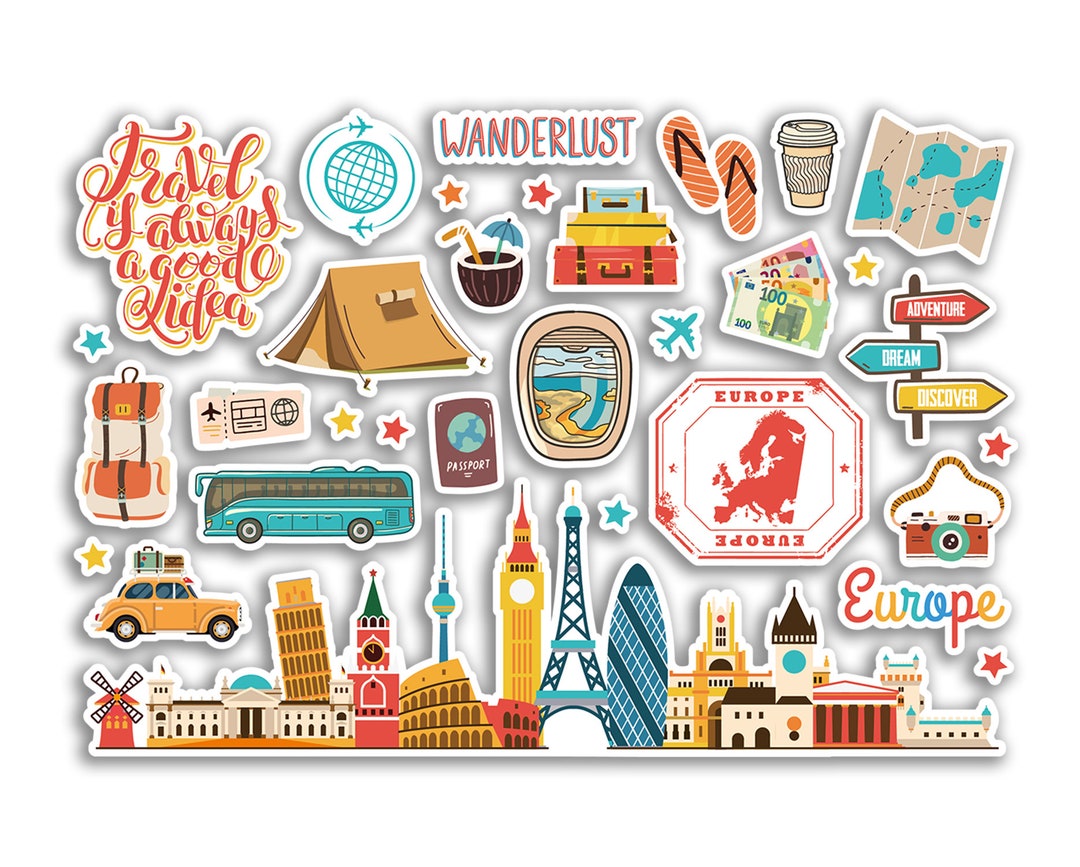 A5 Sticker Sheet Europe Landmarks Vinyl Stickers - Road Trip Adventure ...