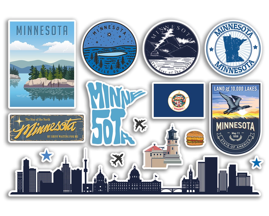 A5 Sticker Sheet Minnesota Landmarks Vinyl Stickers - USA American ...
