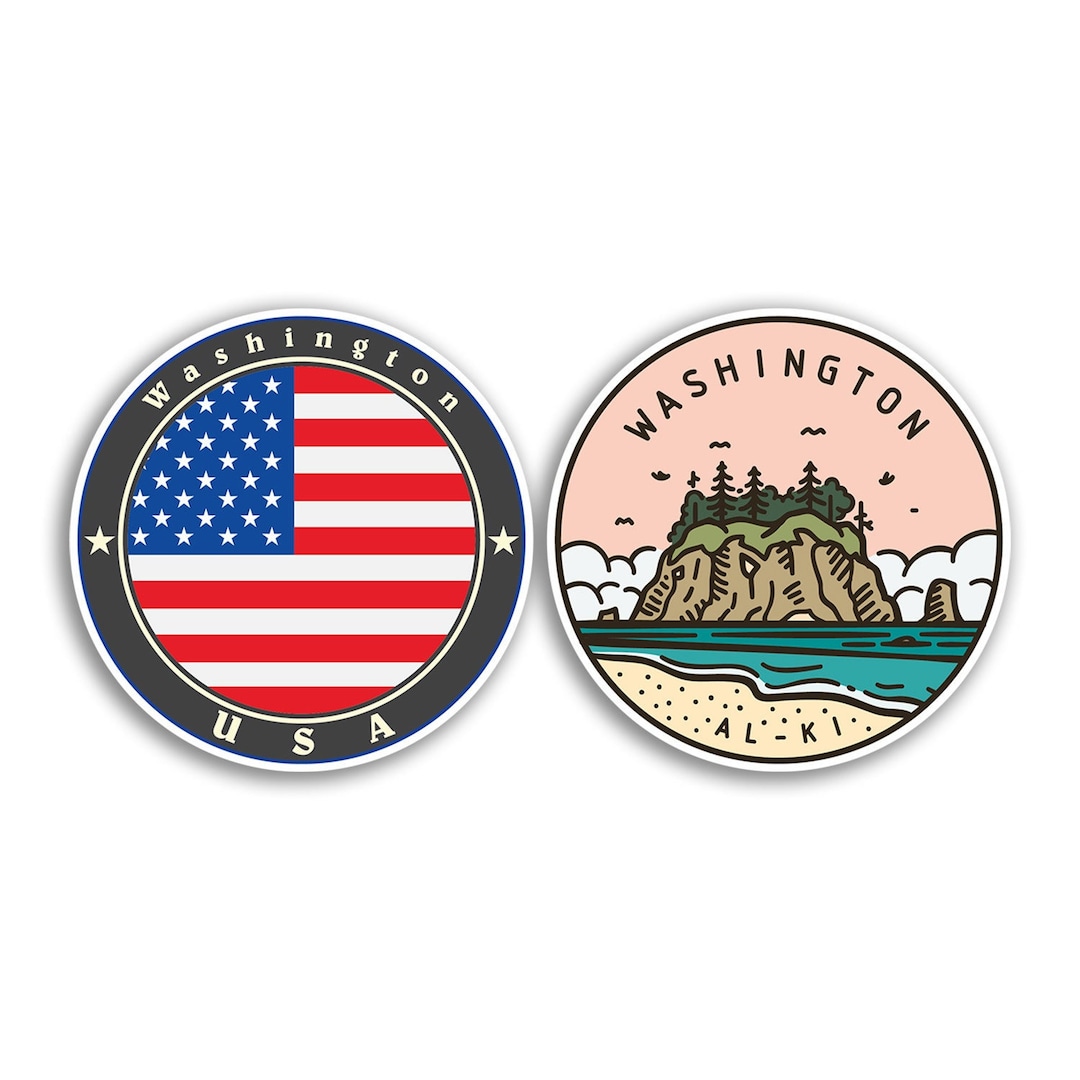 2 X 10cm Washington Vinyl Stickers US States America Map Flag Holiday ...