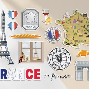 A5 Sticker Sheet France Landmarks Vinyl Stickers - French Paris Eiffel ...