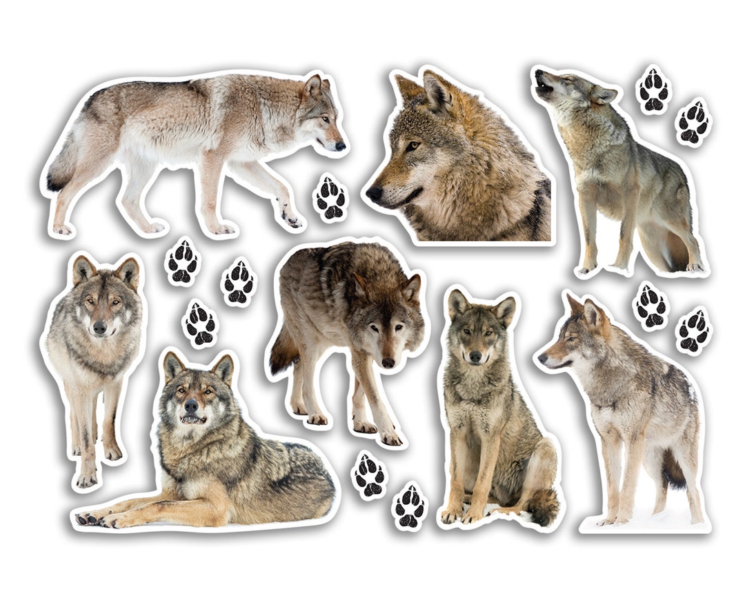 A5 Sticker Sheet Wolves Vinyl Stickers - Wolf Paws Wild Animals ...