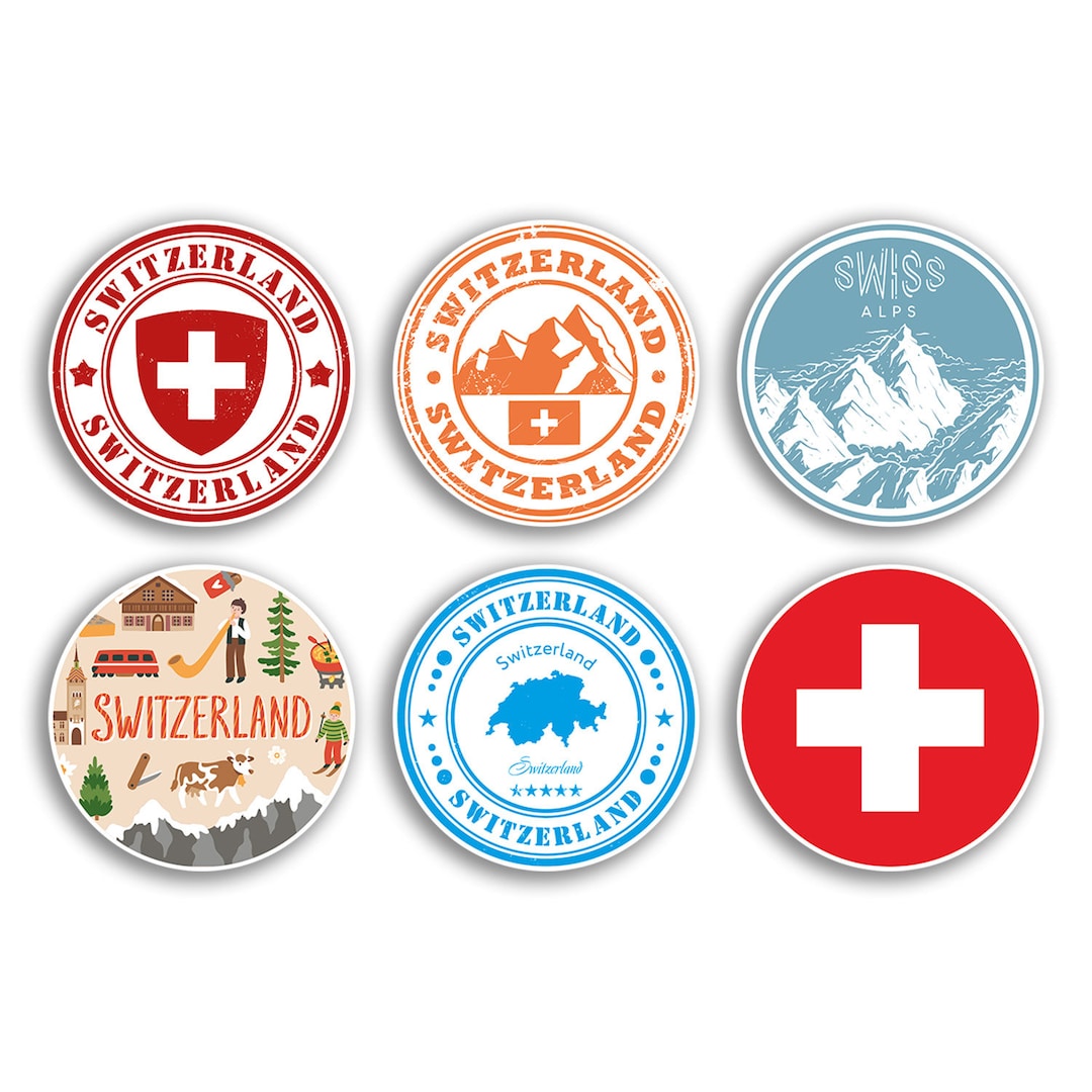 6 X 10cm Switzerland Vinyl Stickers - Swiss Country City Travel Map ...