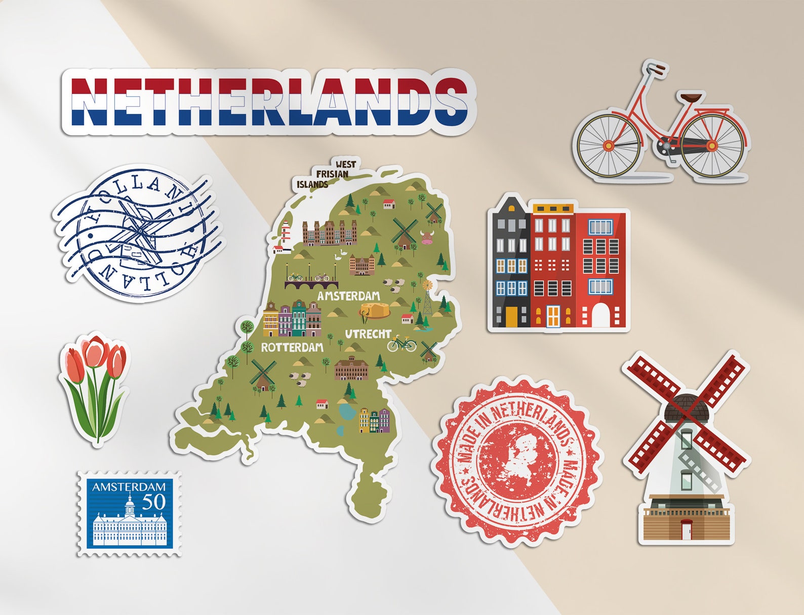 A5 Sticker Sheet Netherlands Landmarks Vinyl Stickers Dutch - Etsy UK