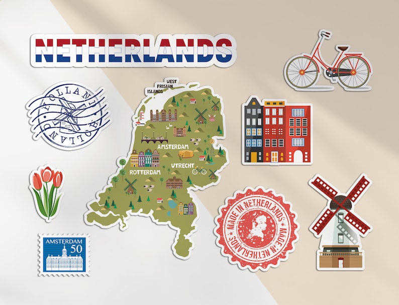 A5 Sticker Sheet Netherlands Landmarks Vinyl Stickers Dutch - Etsy UK