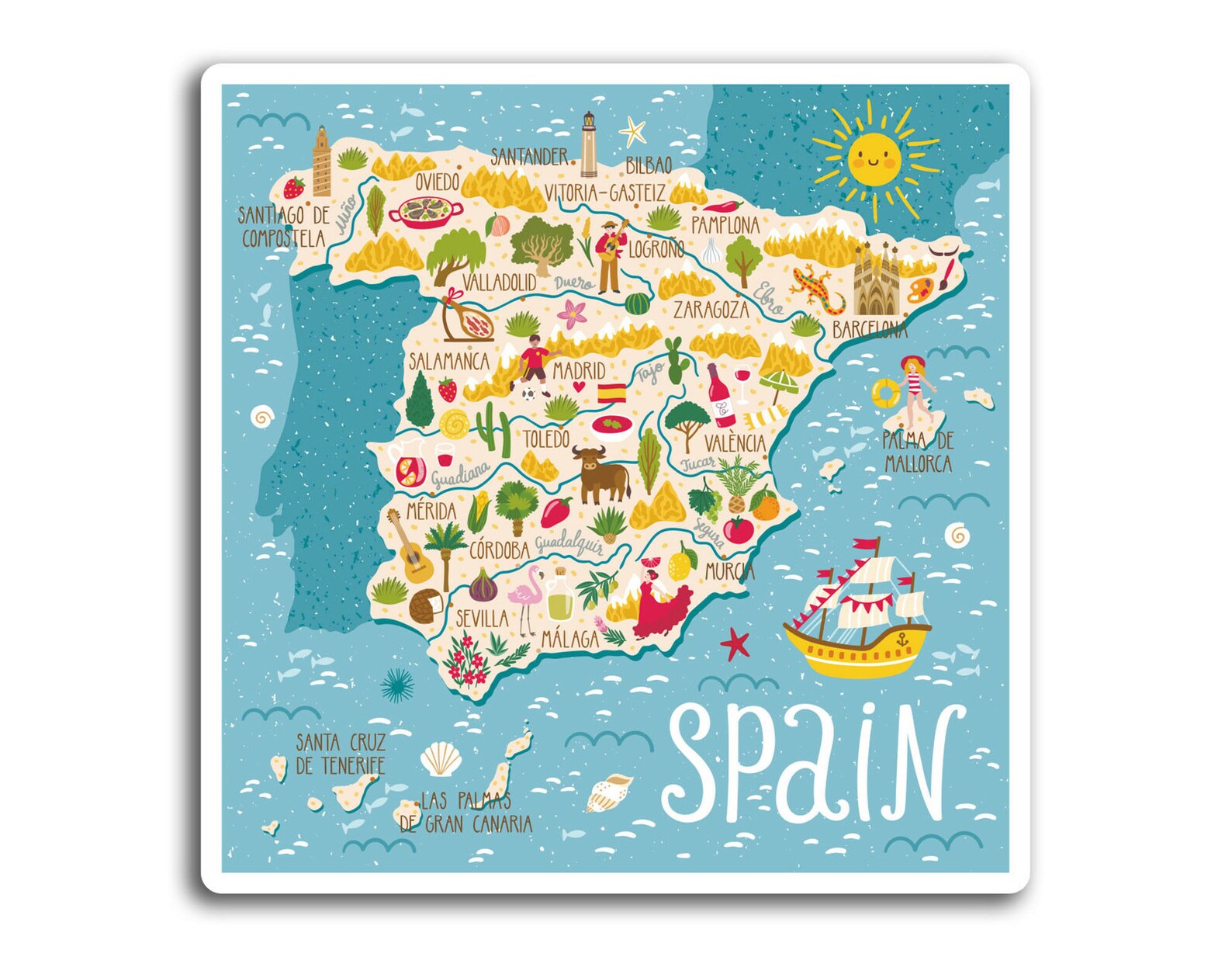 2 X 10cm Spain Spanish Vinyl Stickers - Map Tourism Holiday Travel ...