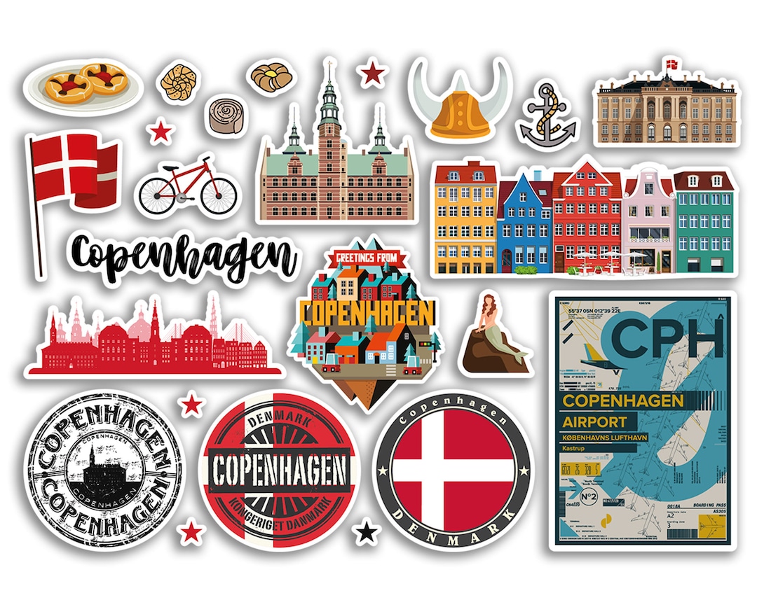 A5 Sticker Sheet Copenhagen Landmarks Vinyl Stickers - Denmark Beach ...